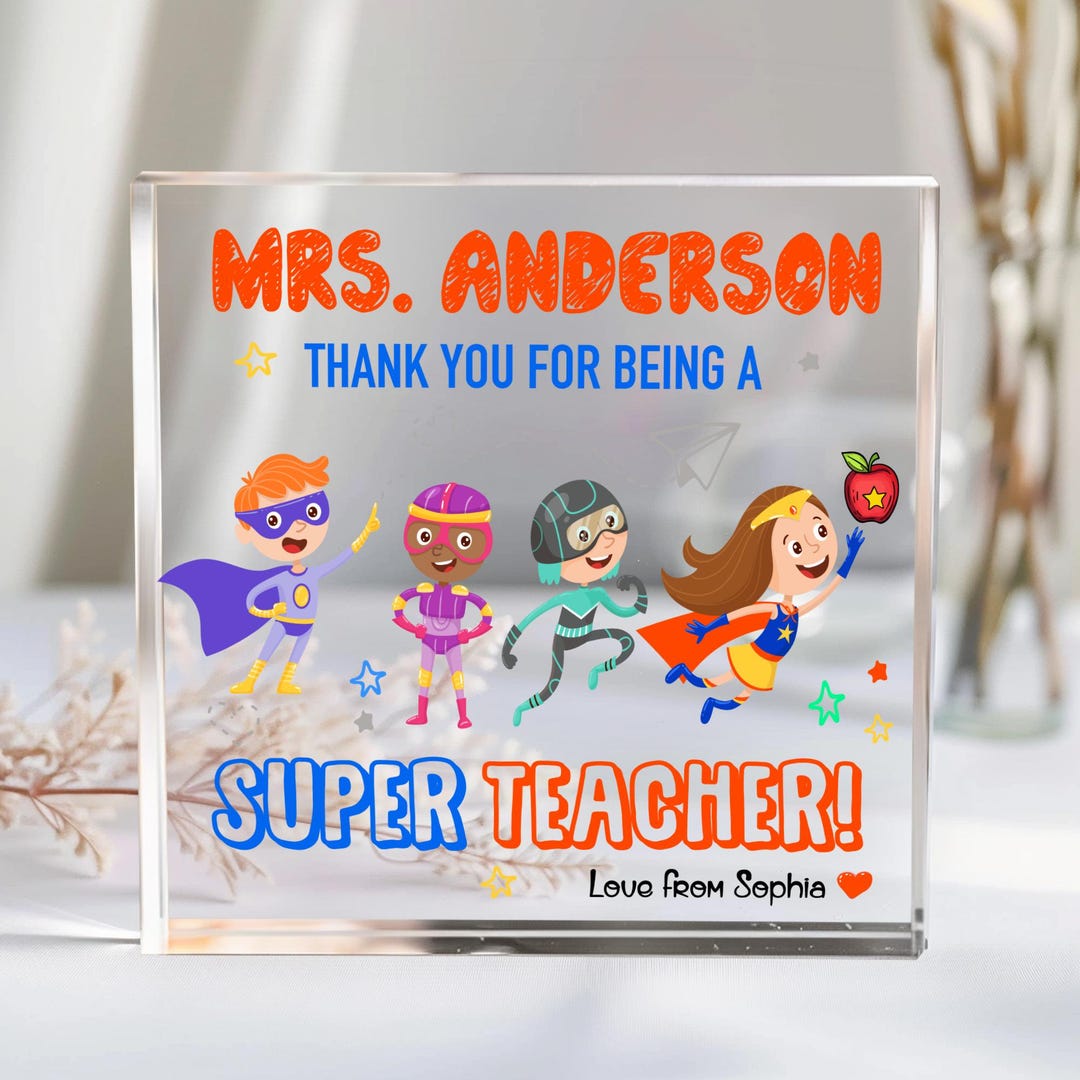 Super Teacher Gift From Student Personalized Acrylic Block, Custom Name ...