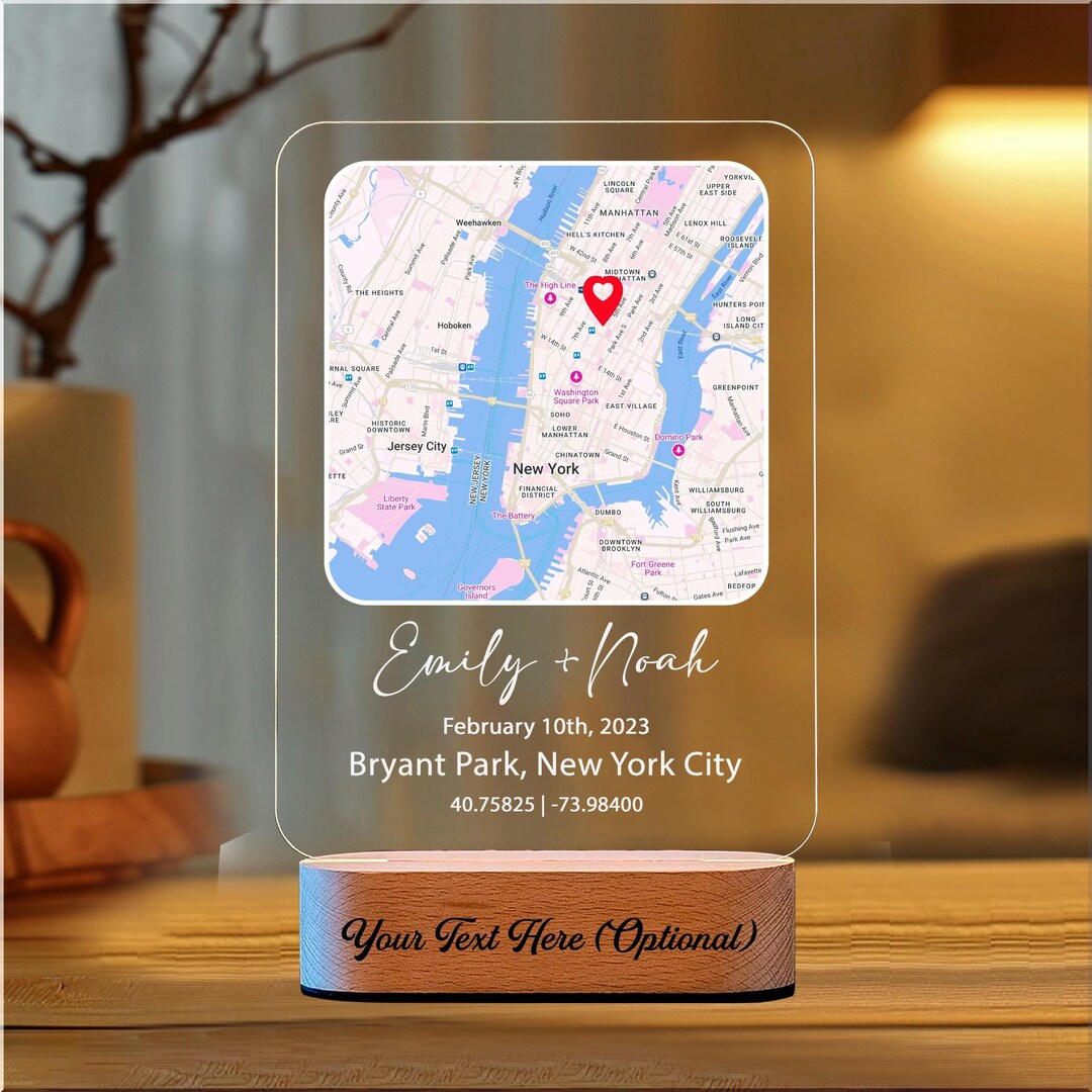Custom First Date Map, Acrylic Plaque Where We Met, Personalized Where ...
