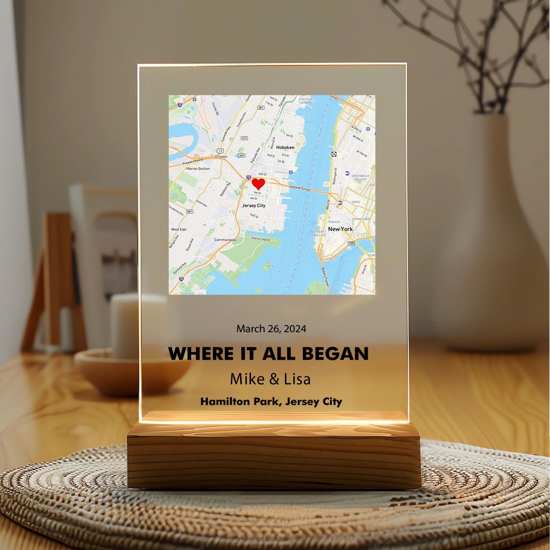 Where We First Met Map, Anniversary Gift for Him, Map Our First Date ...
