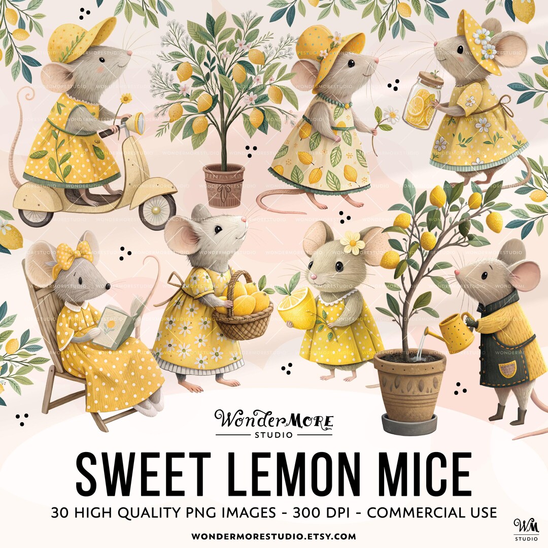 Lemon Mouse Clipart PNG Cute Mice Graphics Transparent Yellow Animal ...