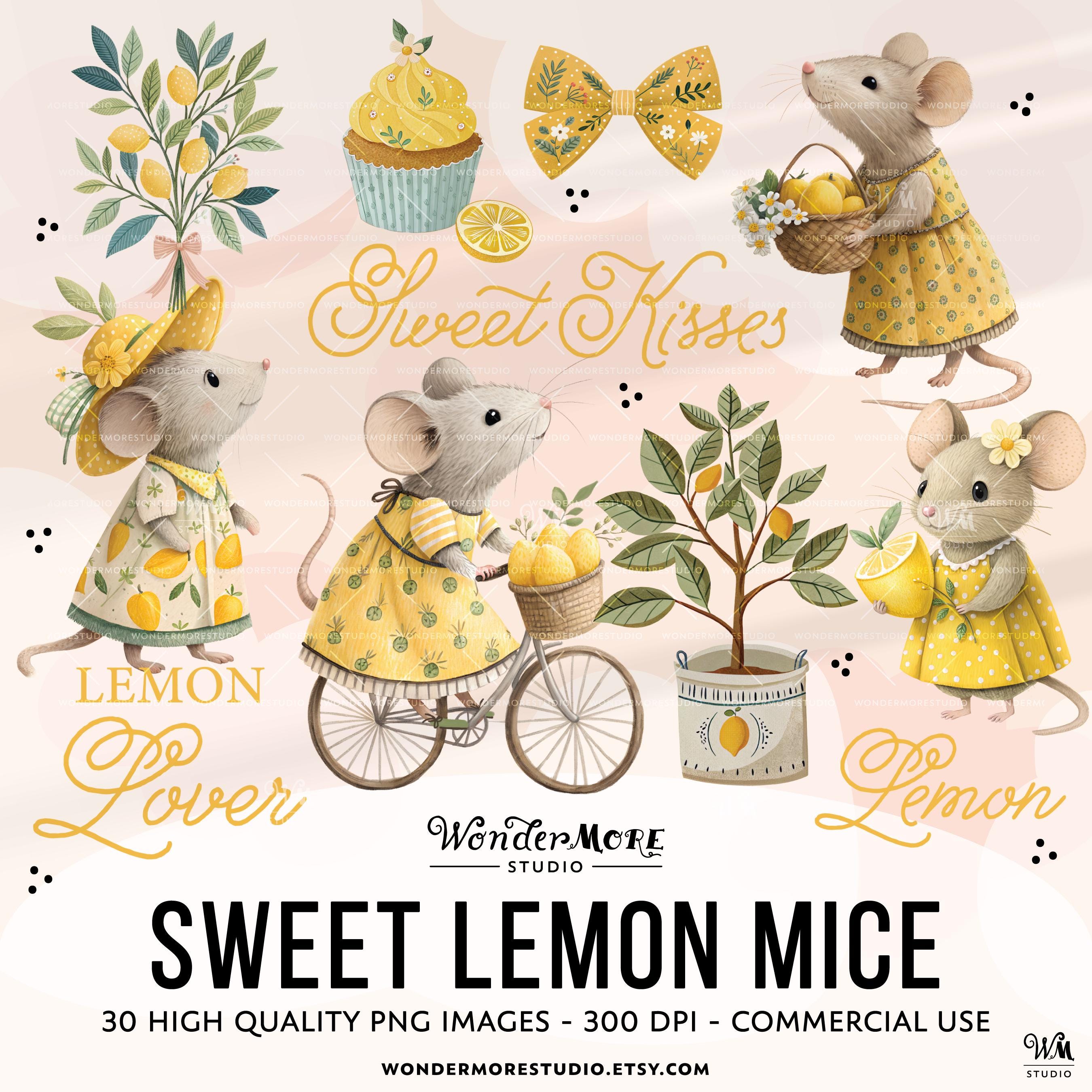 Lemon Mouse Clipart PNG Cute Mice Graphics Transparent Yellow Animal ...