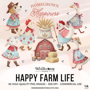 Cute Farm Clipart PNG Farm Life Animals Graphics Transparent Spring ...
