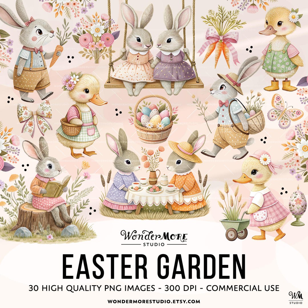 Easter Clipart PNG Cute Bunny Graphics Transparent Spring Easter ...