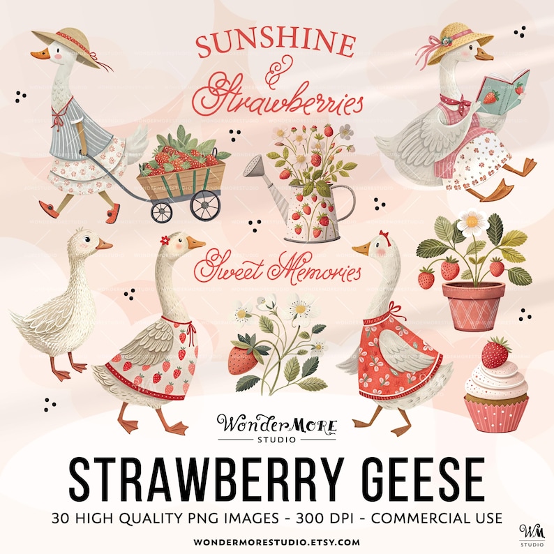 Clipart de Ganso Morango PNG Gráficos Fofos de Gansos Transparentes ...
