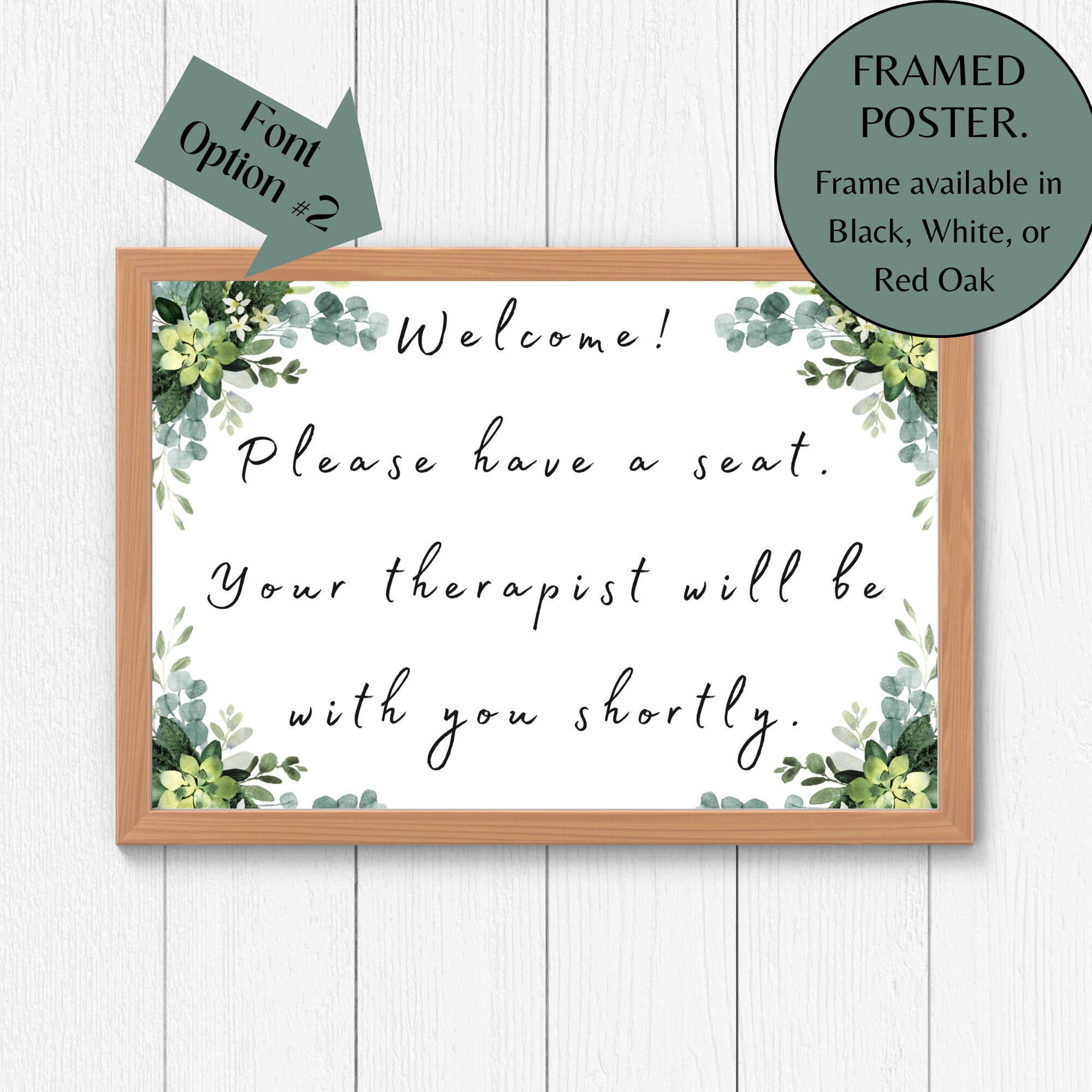 Therapy Office Waiting Room Sign, Floral Watercolor font 2, FRAMED ...