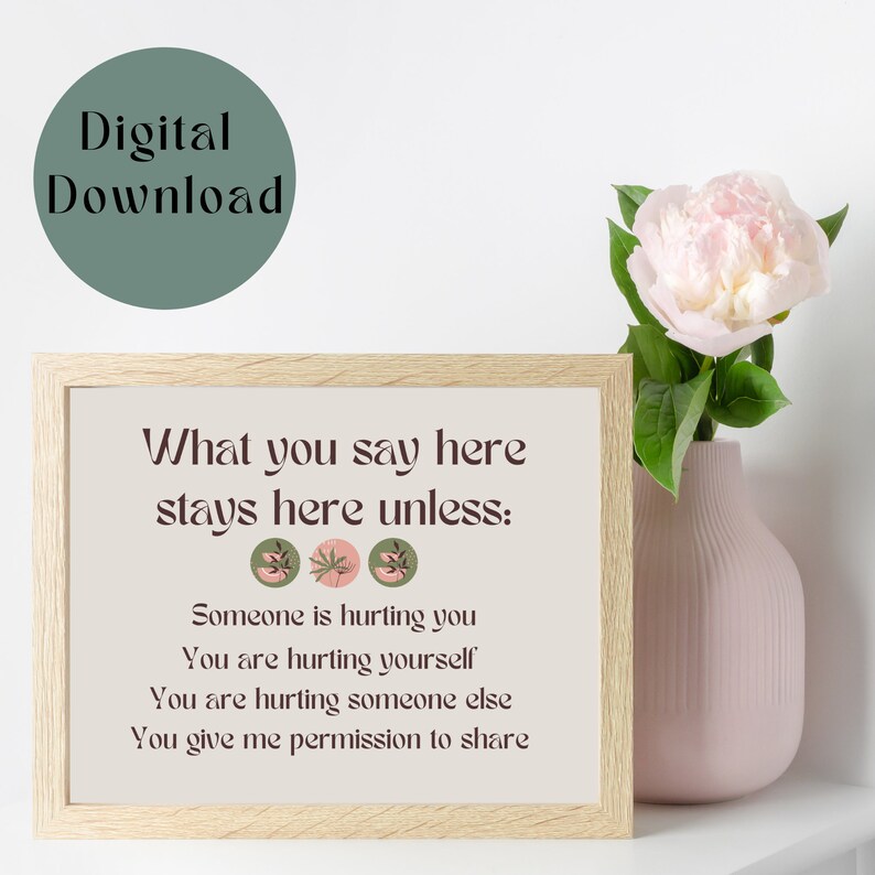 Therapist Confidentiality Sign, Therapy Office Decor, INSTANT DOWNLOAD ...