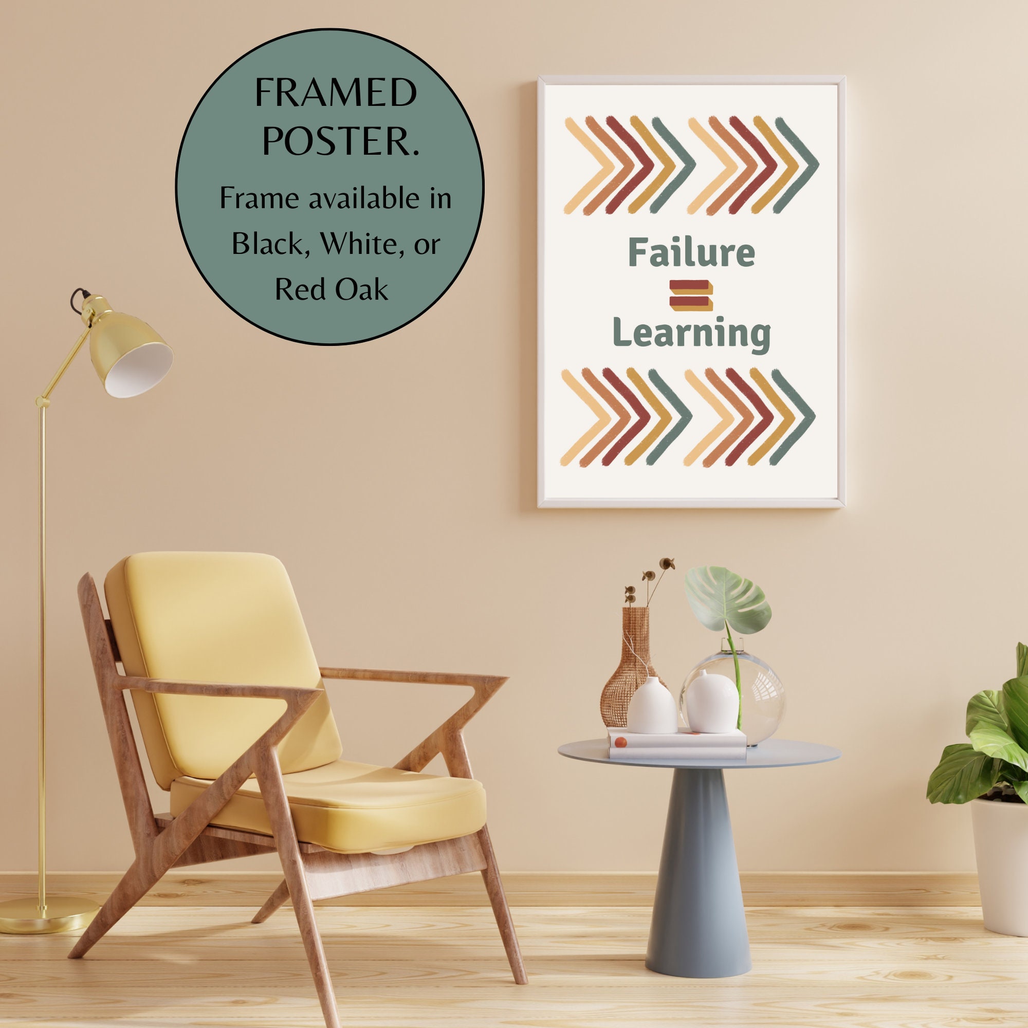 Therapy Office Decor, Growth Mindset, Failure Equals Learning, FRAMED ...