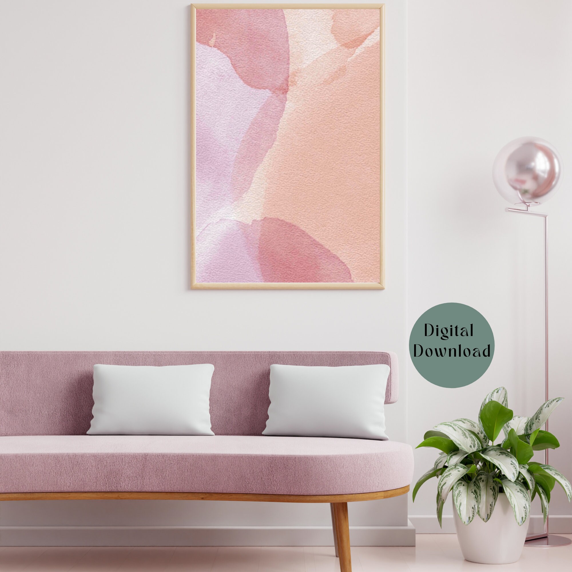 Therapy Office Decor, Pink Watercolor Abstract Art Glam Modern ...