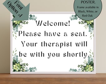 Therapy Office Waiting Room Sign, Boho Floral Circles font 1, FRAMED ...