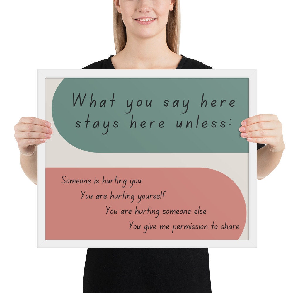 Therapy Office Confidentiality Sign, Boho Modern Green Terracotta ...