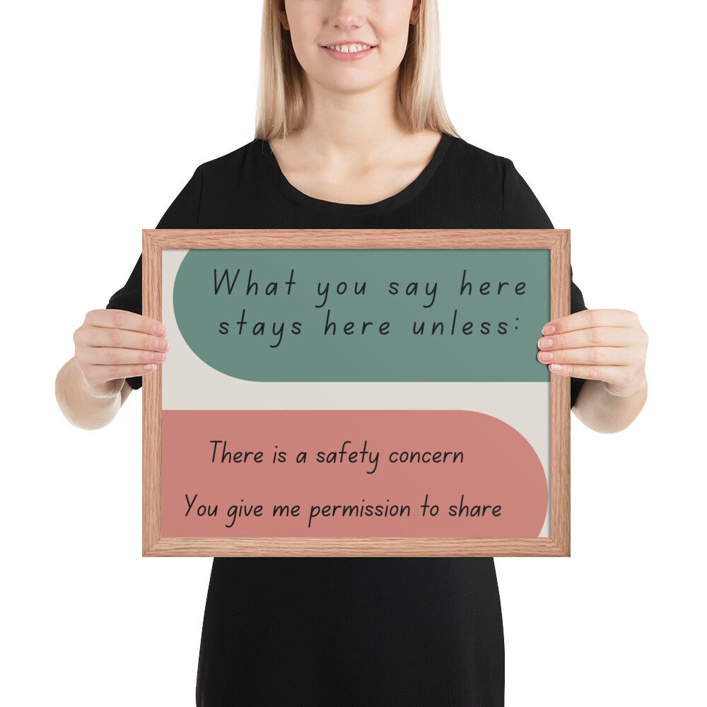 Therapy Office Confidentiality Sign, Boho Modern Green Terracotta ...