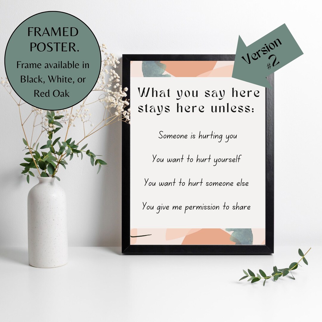 Therapy Office Confidentiality Sign, Boho Modern Watercolor version 2 ...