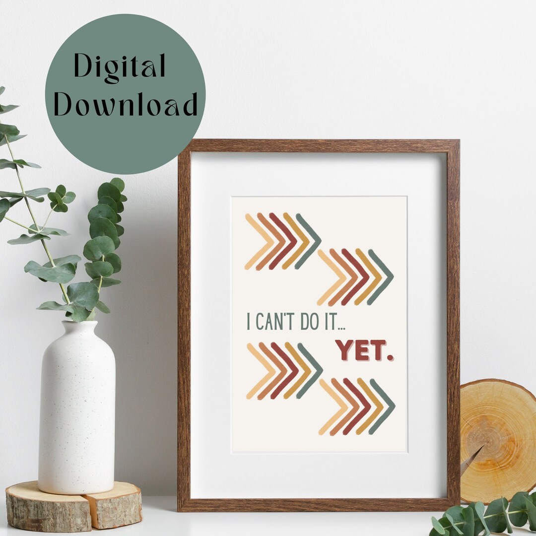 Therapy Office Decor, Growth Mindset, I Can't Do It Yet, Boho Arrows ...