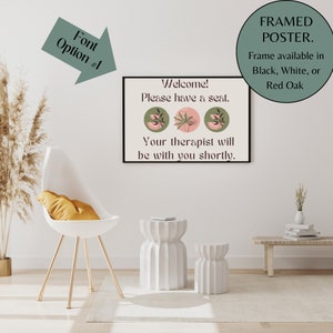 Therapy Office Waiting Room Sign, Boho Floral Circles font 1, FRAMED ...