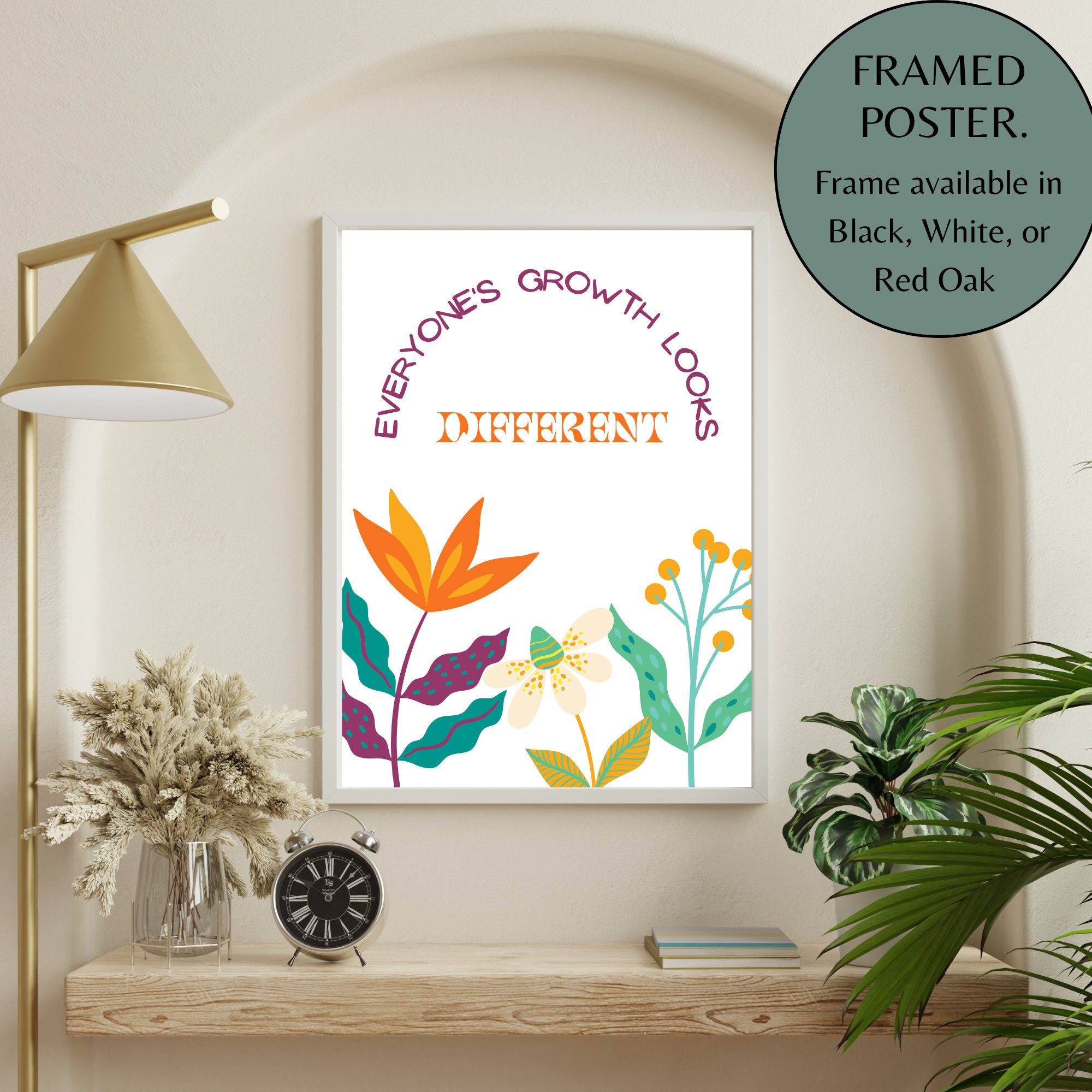 Therapy Office Decor, Growth Mindset Wall Art, Everyone's Growth Looks ...