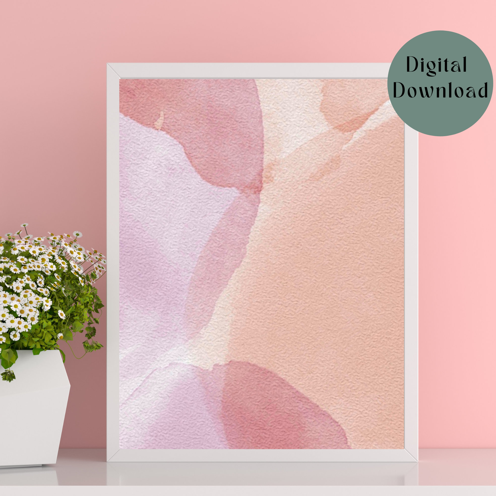 Therapy Office Decor, Pink Watercolor Abstract Art Glam Modern ...