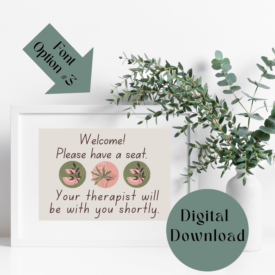 Therapy Office Waiting Room Sign, Boho Floral Circles, Neutral Pink ...