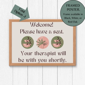Therapy Office Waiting Room Sign, Boho Floral Circles font 1, FRAMED ...