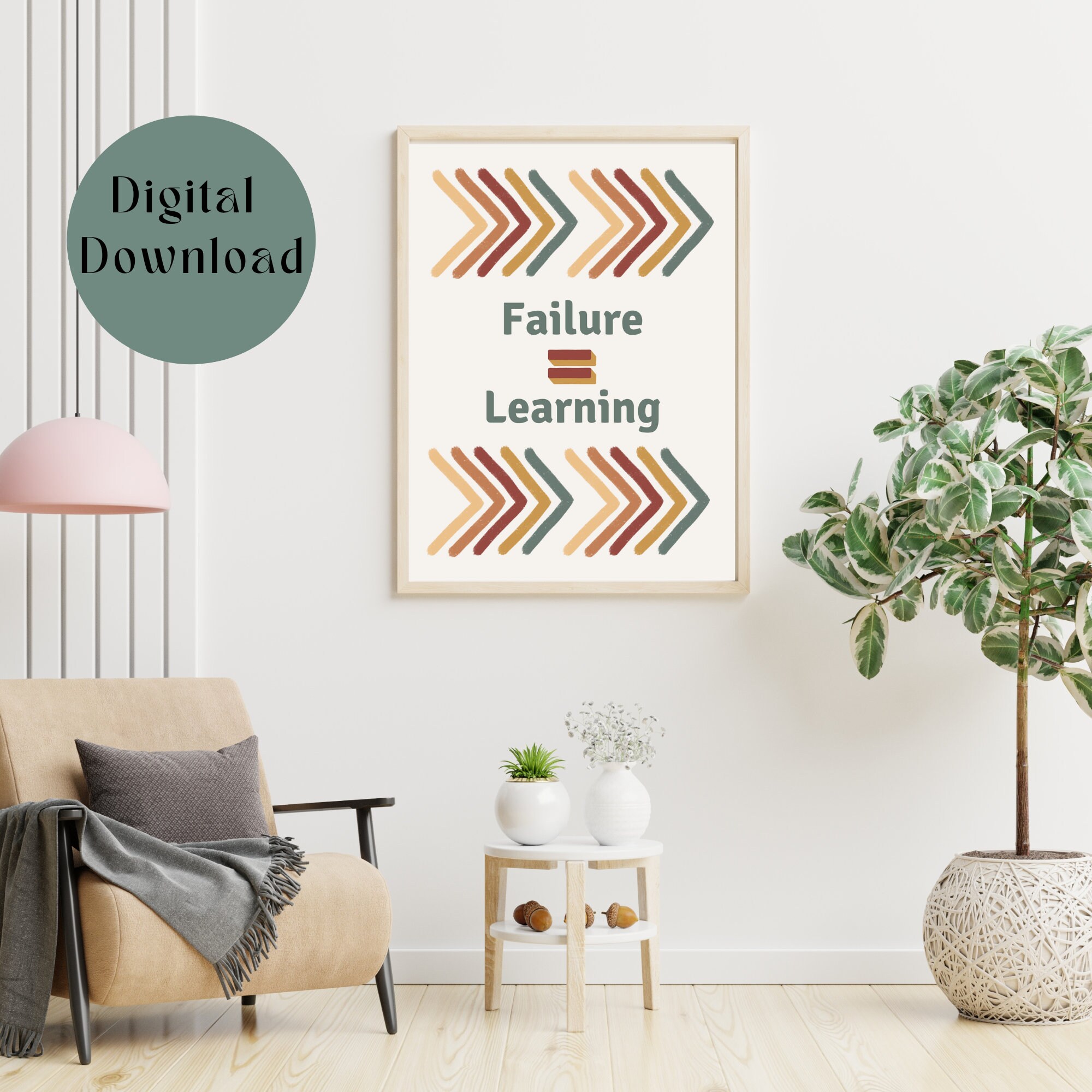 Therapy Office Decor Growth Mindset Failure Equals Learning Boho Arrows ...