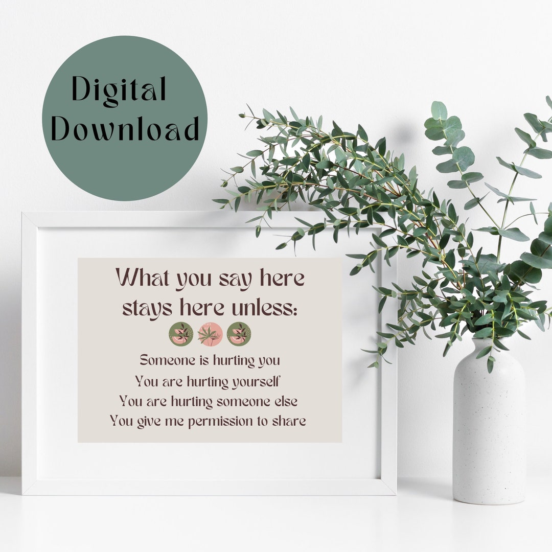 Therapist Confidentiality Sign, Therapy Office Decor, INSTANT DOWNLOAD ...