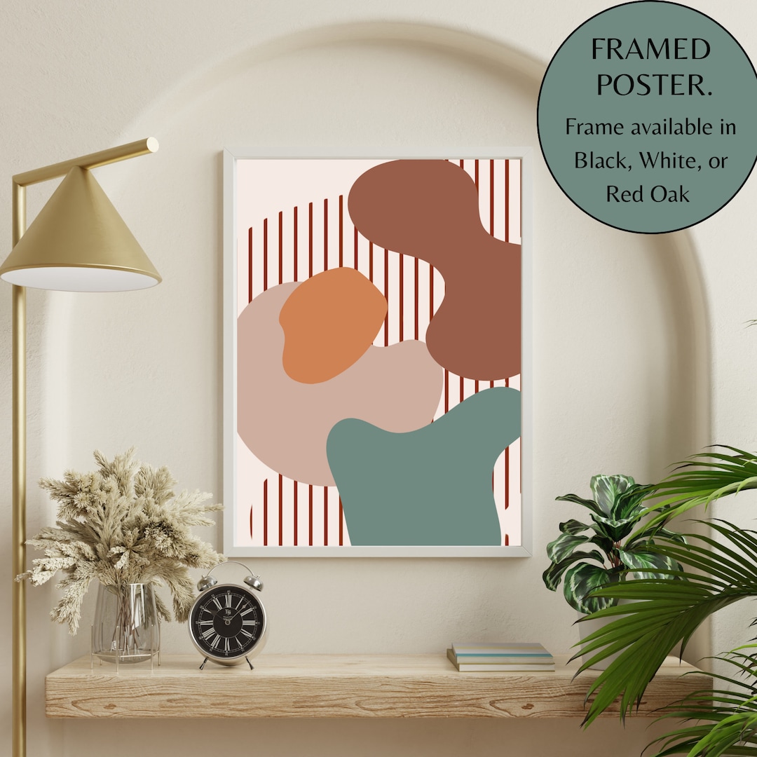 Therapy Office Decor, Boho Blobs Shapes, FRAMED POSTER, Wall Art ...