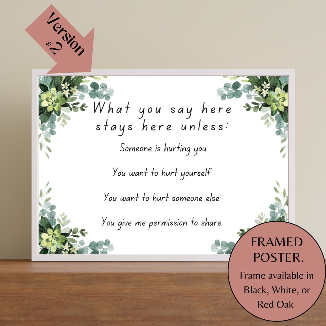 Therapy Office Confidentiality Sign, Floral Watercolor version 2 ...