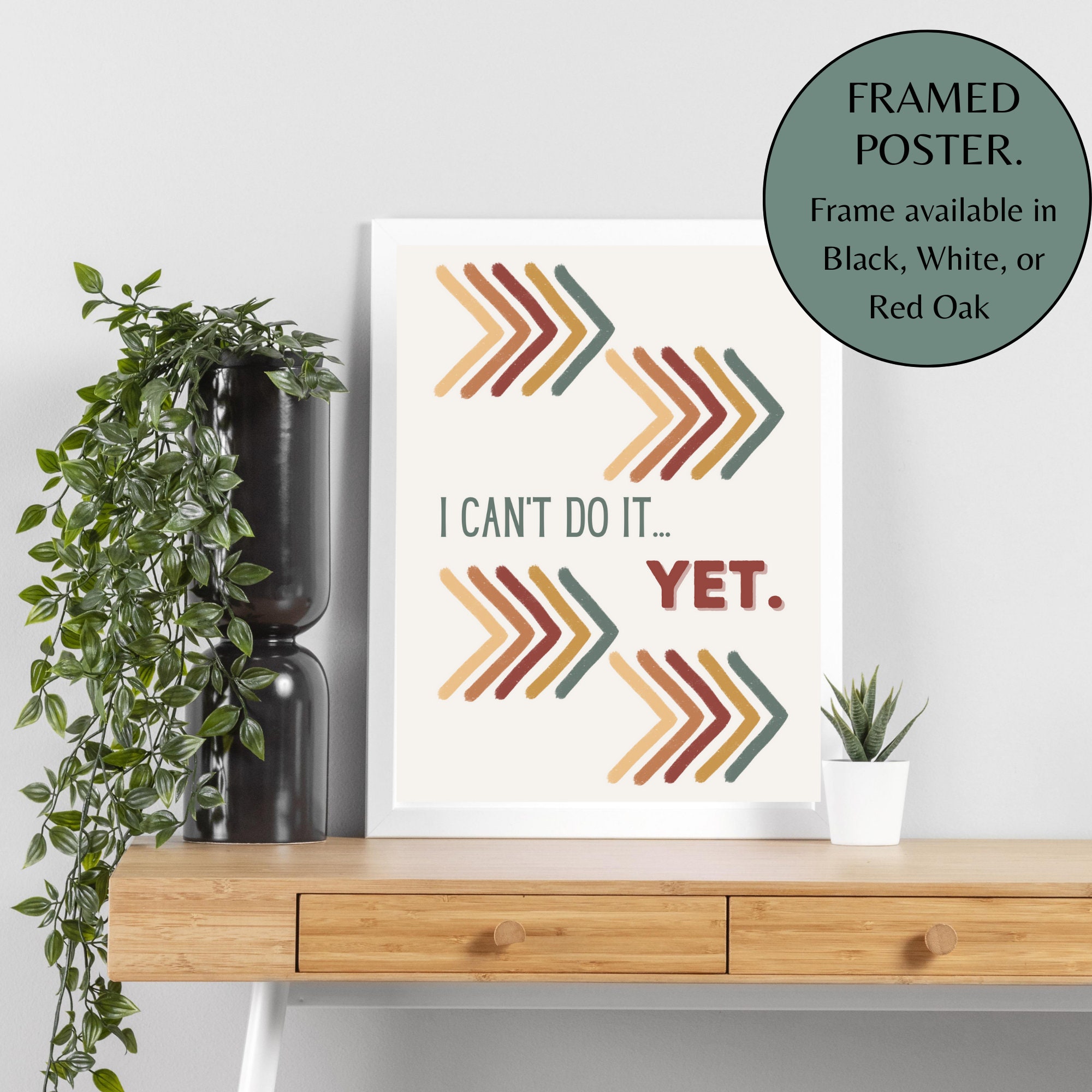 Therapy Office Decor, Growth Mindset, I Can't Do It Yet, FRAMED POSTER ...
