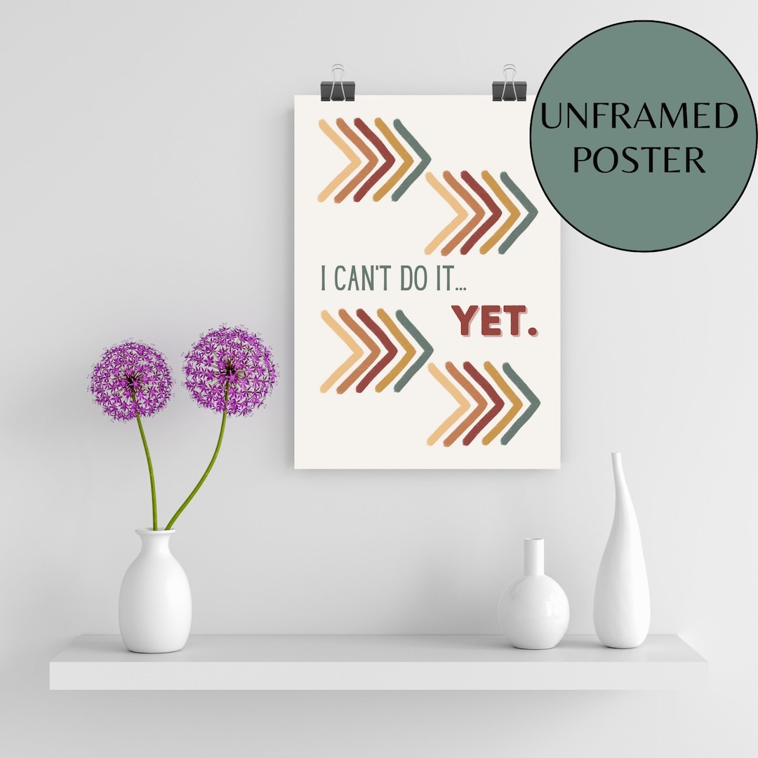 Therapy Office Decor, Growth Mindset, I Can't Do It Yet, POSTER ...