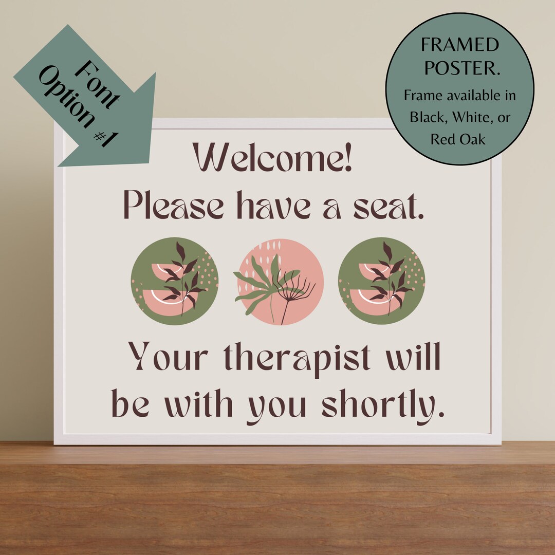 Therapy Office Waiting Room Sign, Boho Floral Circles font 1, FRAMED ...