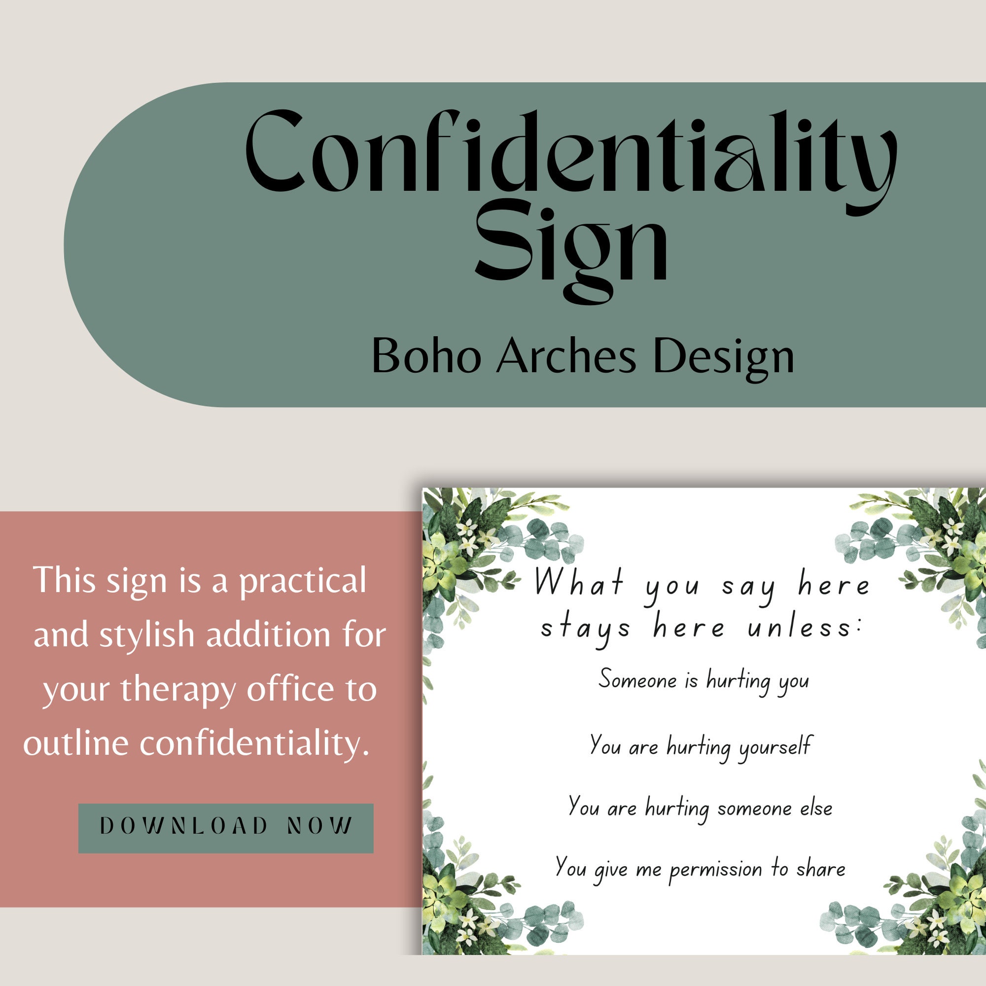 Therapy Office Confidentiality Sign, INSTANT DOWNLOAD Printable PDF ...