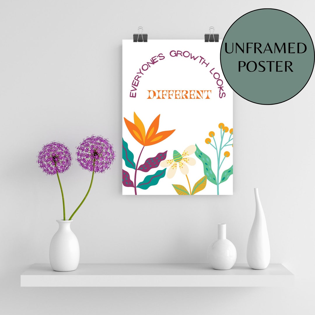 Therapy Office Decor POSTER, Growth Mindset, Everyone's Growth Looks ...