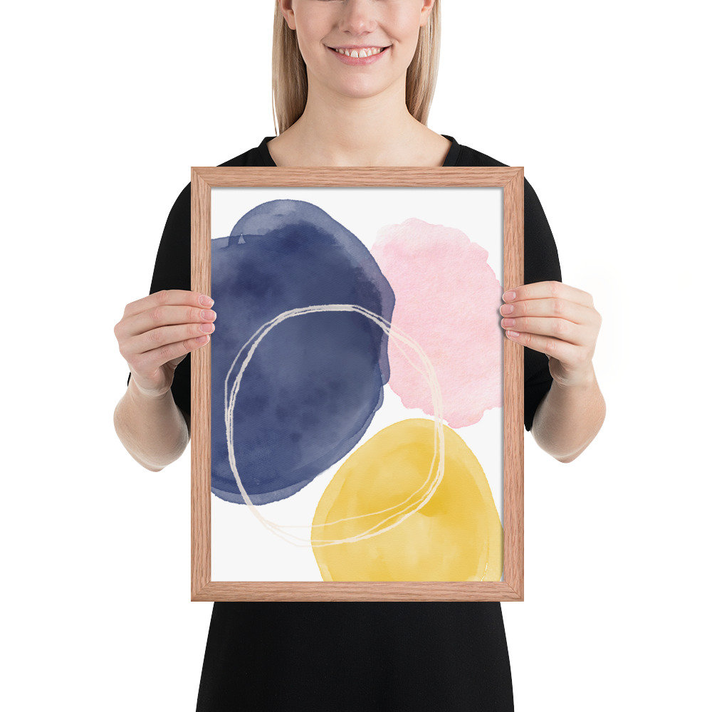 Therapy Office Decor, Abstract Watercolor Circles, FRAMED POSTER, Blue ...
