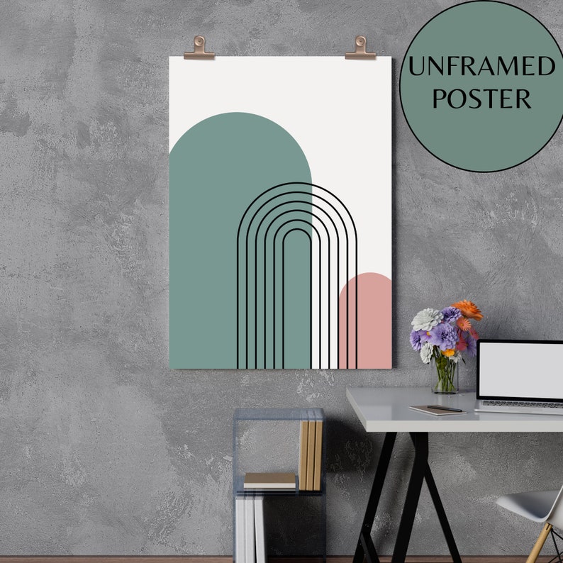 Therapy Office Decor POSTER, Wall Art , Boho Arches, Green Terracotta ...