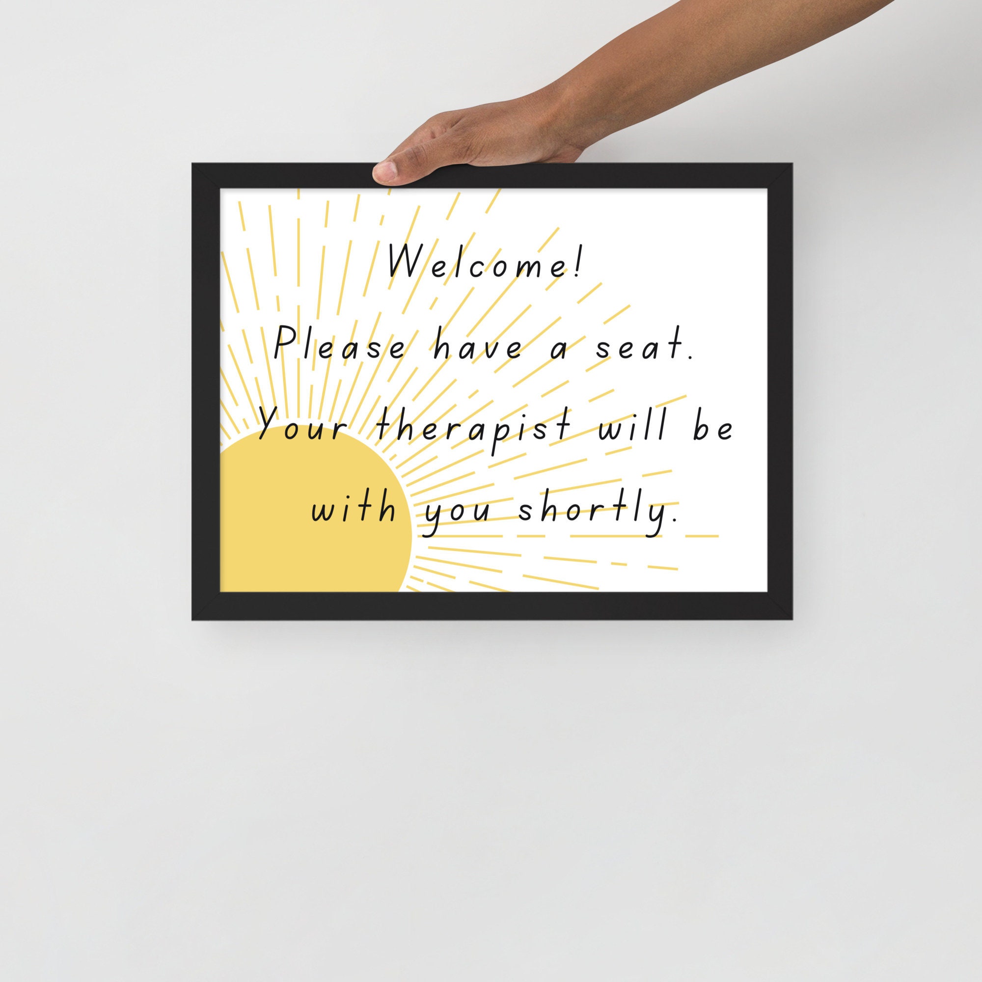 Therapy Office Waiting Room Sign, Boho Sun font 3, FRAMED POSTER ...