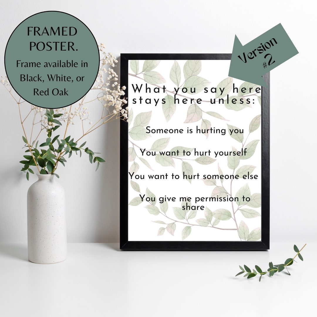 Therapy Office Confidentiality Sign, Watercolor Leaves version 2 ...