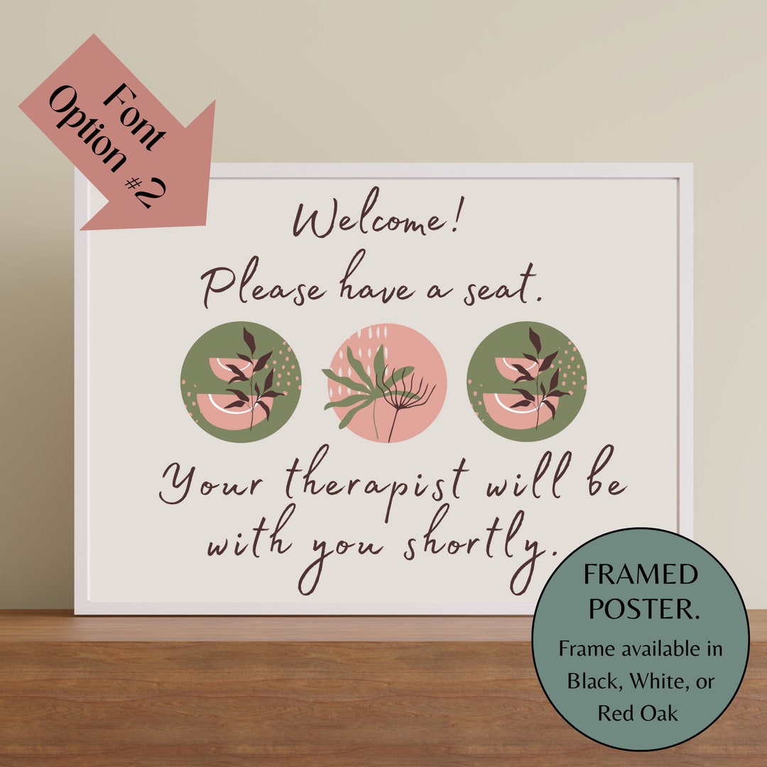 Therapy Office Waiting Room Sign, Boho Floral Circles font 2, FRAMED ...