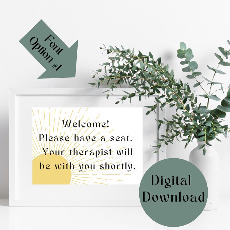 Therapy Waiting Room, Welcome Sign, INSTANT DOWNLOAD Printable PDF Wall ...