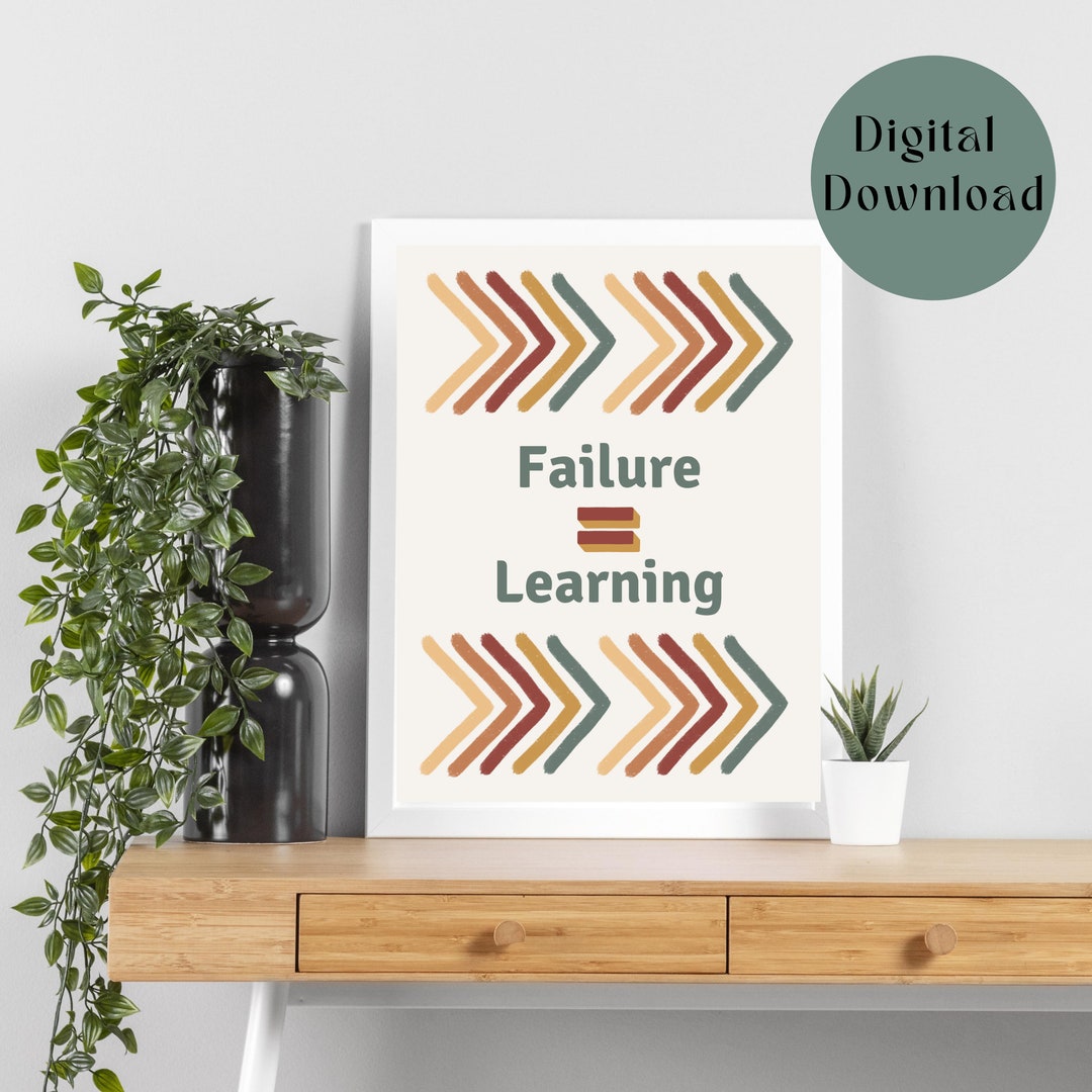 Therapy Office Decor Growth Mindset Failure Equals Learning Boho Arrows ...
