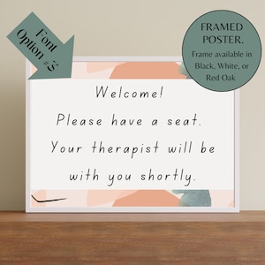 Therapy Office Waiting Room Sign, Boho Floral Circles font 1, FRAMED ...