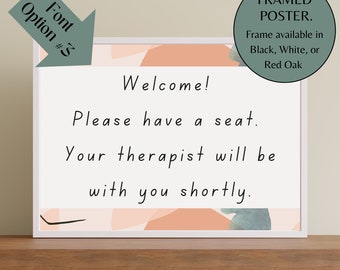 Therapy Office Waiting Room Sign, Boho Floral Circles font 1, FRAMED ...