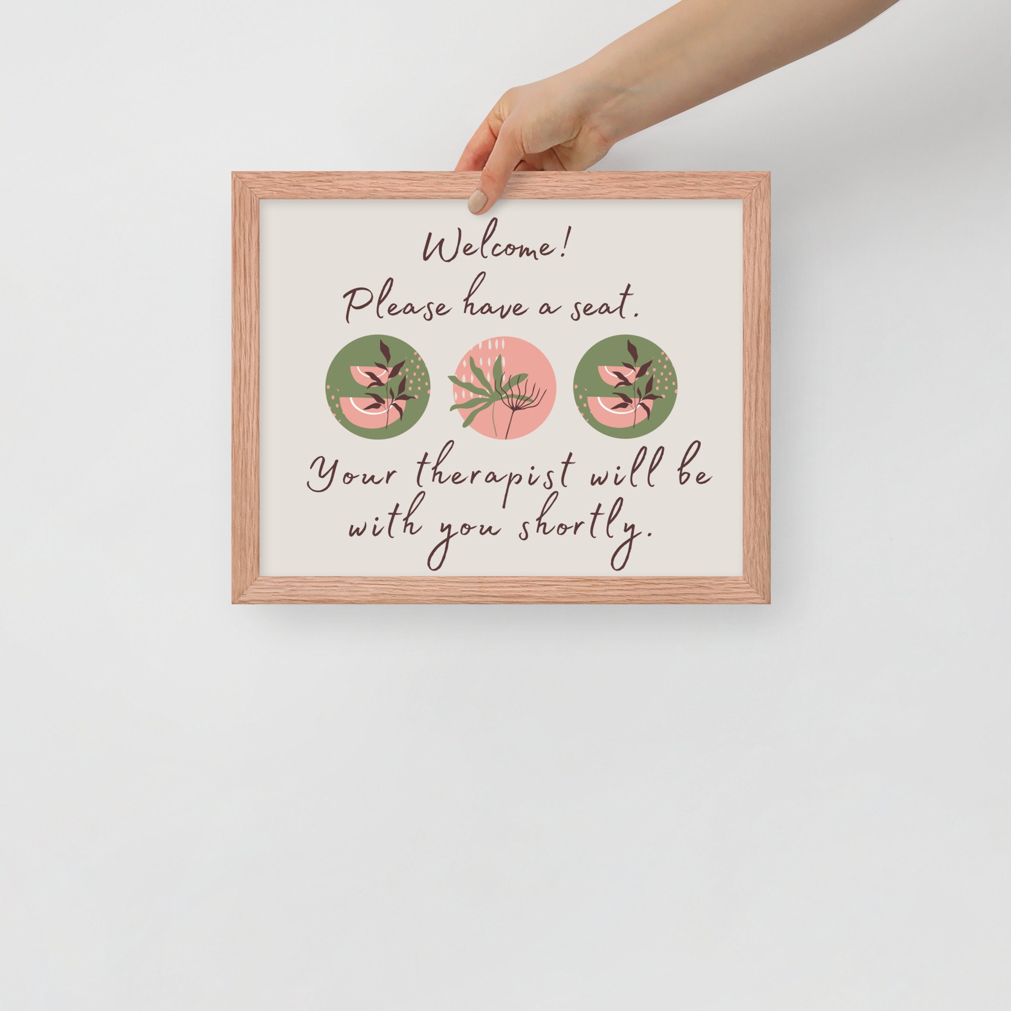 Therapy Office Waiting Room Sign, Boho Floral Circles font 2, FRAMED ...