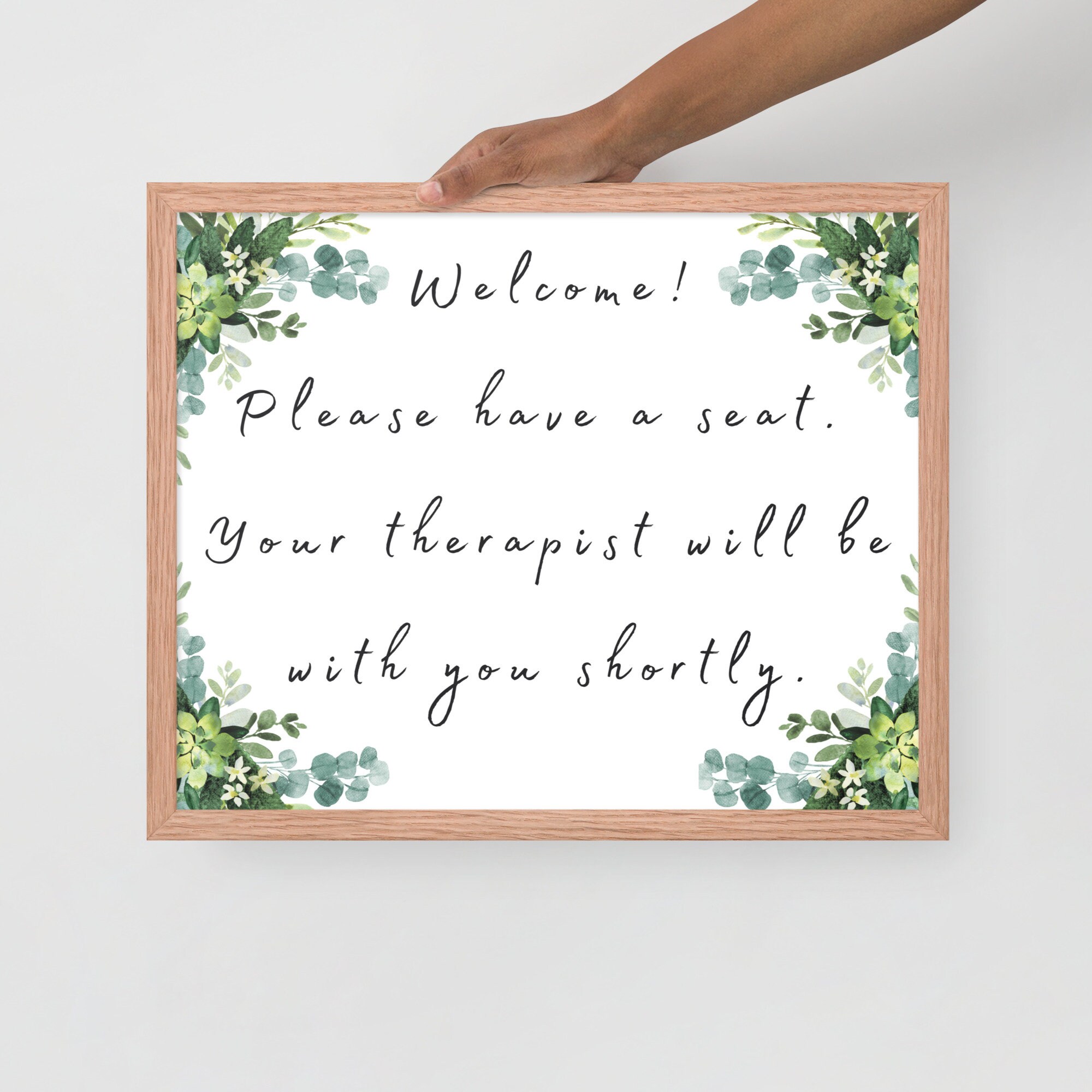 Therapy Office Waiting Room Sign, Floral Watercolor font 2, FRAMED ...