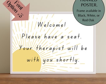 Therapy Office Waiting Room Sign, Boho Floral Circles font 1, FRAMED ...