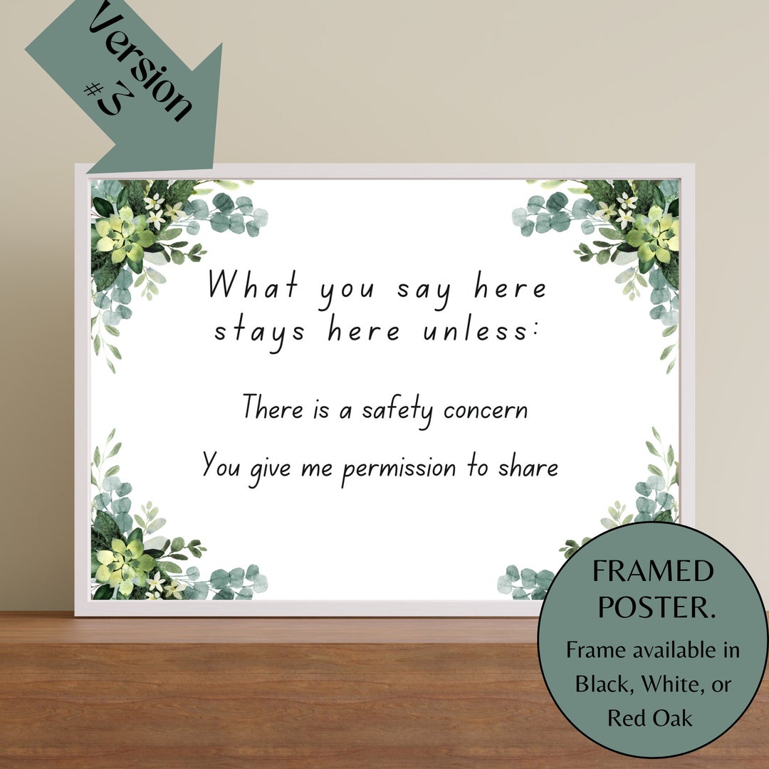 Therapy Office Confidentiality Sign, Floral Watercolor version 3 ...