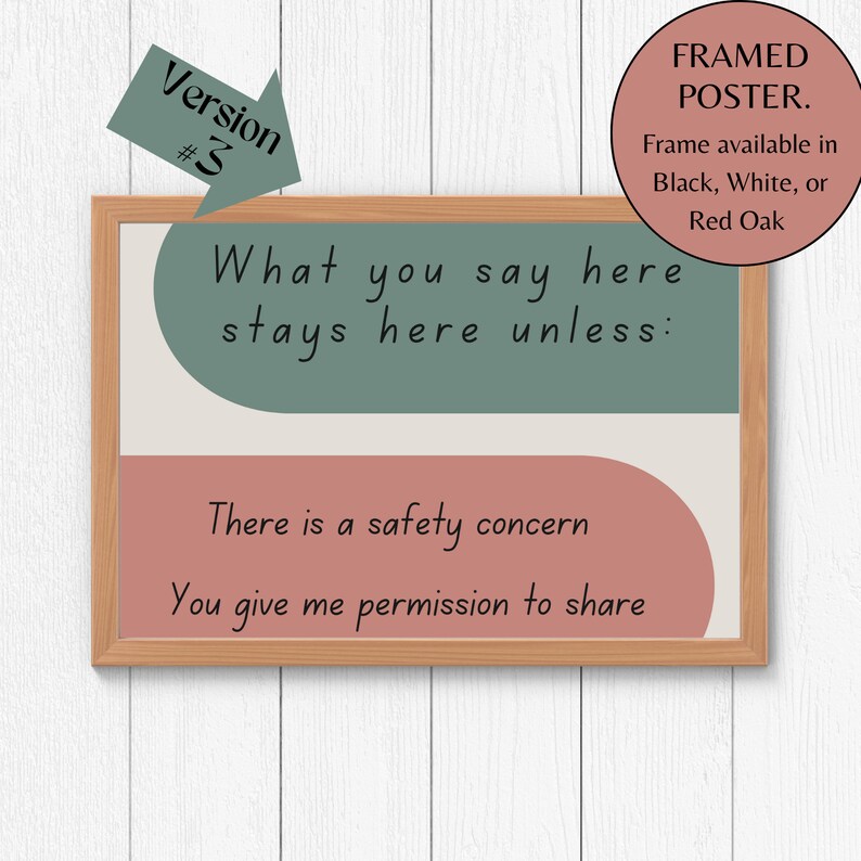 Therapy Office Confidentiality Sign, Boho Modern Green Terracotta ...