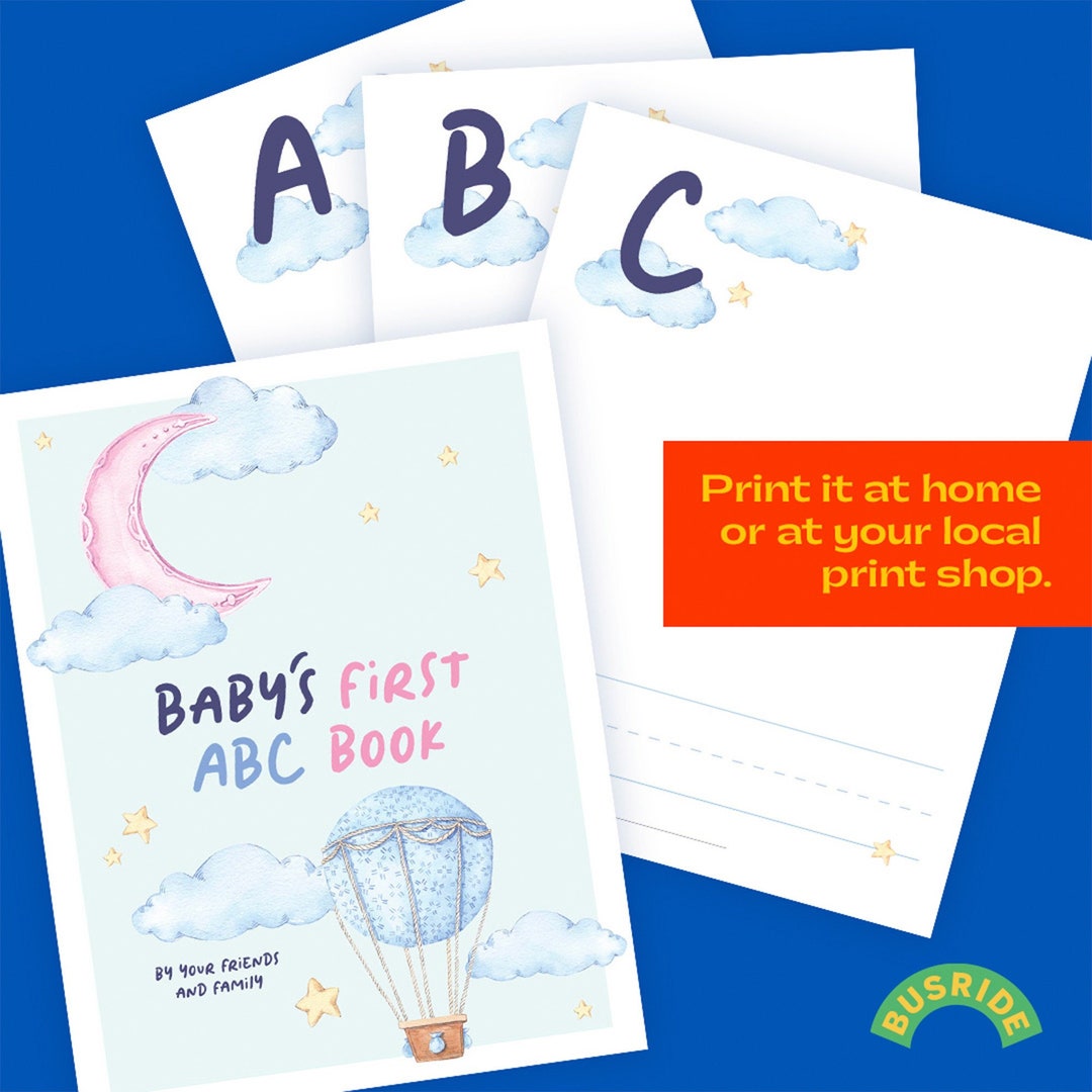 Printable Baby's First ABC Book Personalized Nursery Wall Art Perfect ...
