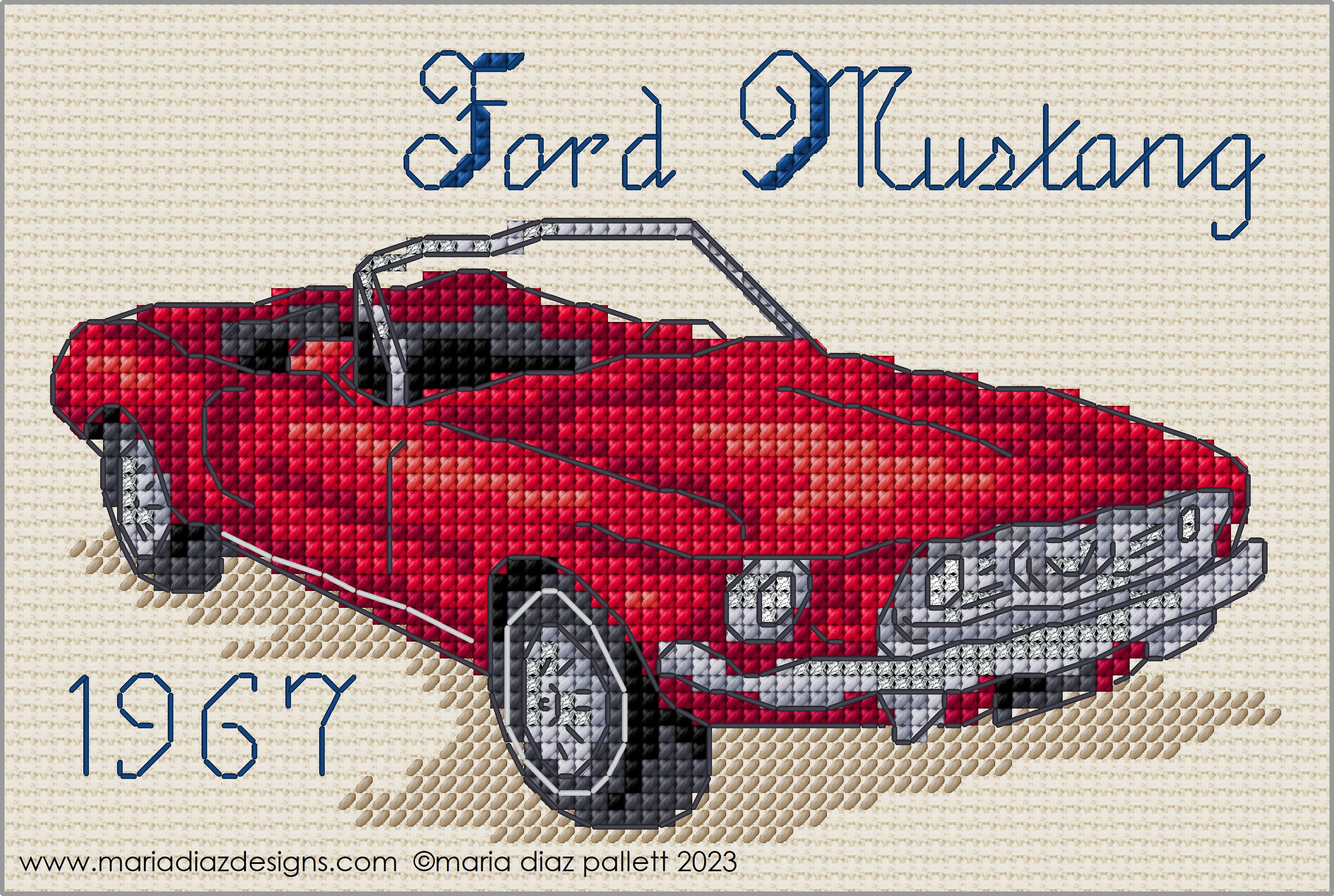 1967 Ford Mustang - Cross Stitch Pattern - Etsy