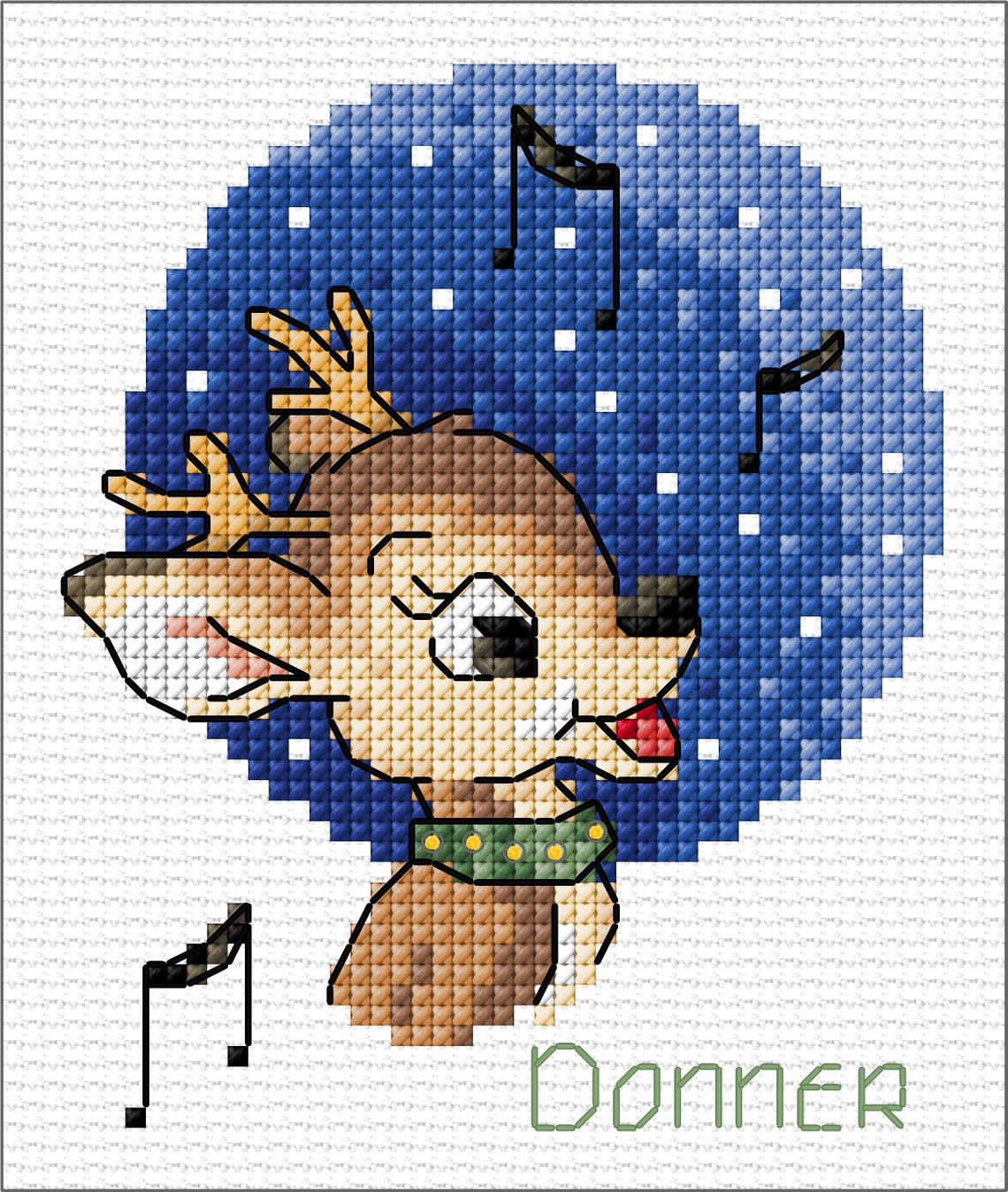 Donner- Christmas Counted Cross Stitch Pattern by Maria Diaz - Etsy