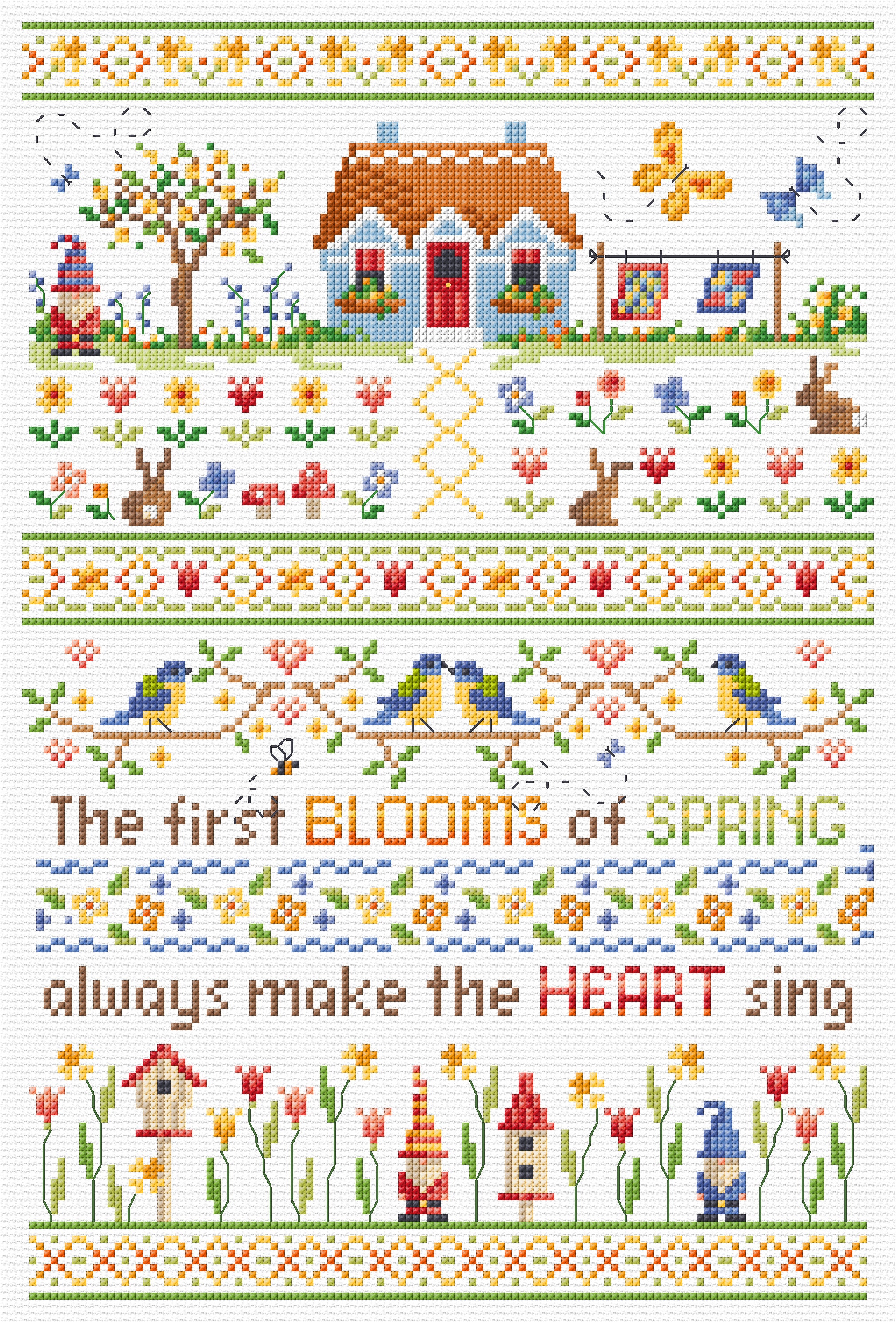 Blooms of SPRING Cross Stitch Sampler Pattern - Etsy