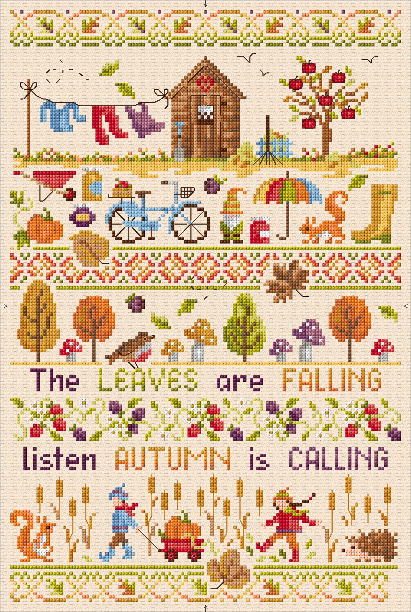 AUTUMN is Calling Cross Stitch Sampler Pattern - Etsy